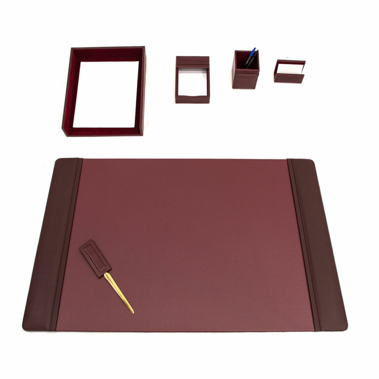 Leather Desk Set (6 Piece) (Contemporary Burgundy) – OfficeAccessoriesPlus